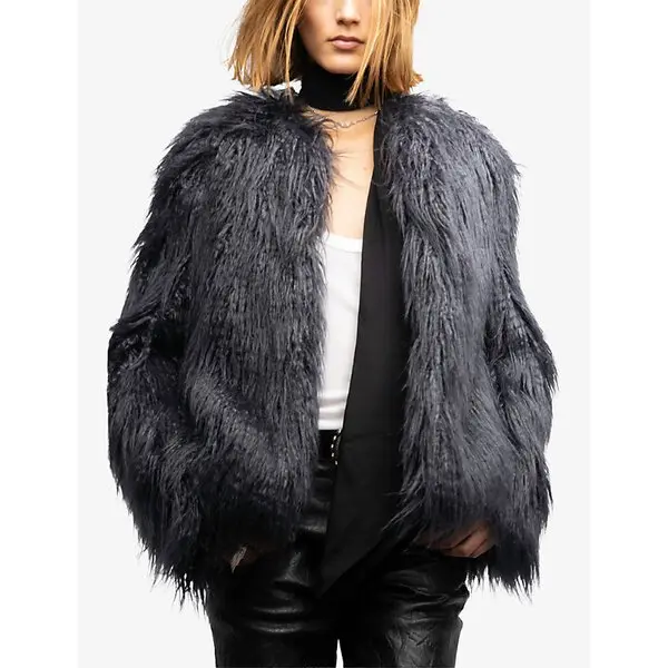 Zadig&Voltaire Freddie Single-breasted Faux-fur Coat - Anthracite