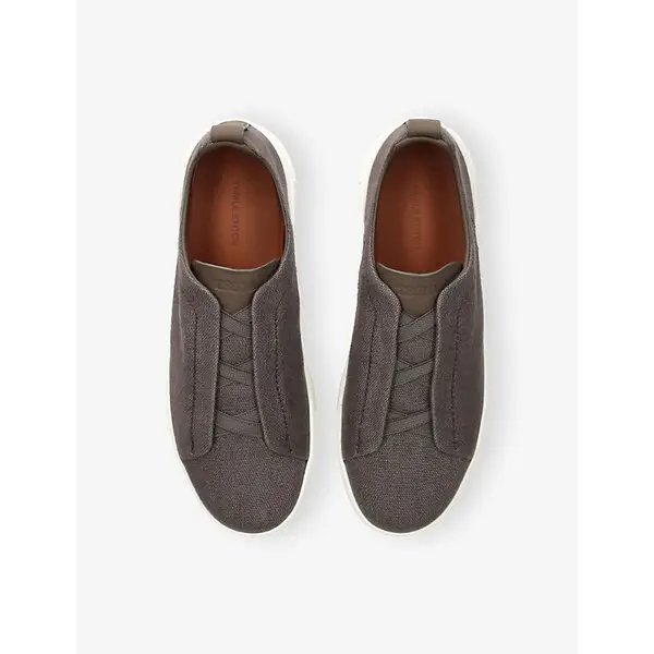 Zegna Triple Stitch Woven Low-top Trainers - Grey/dark