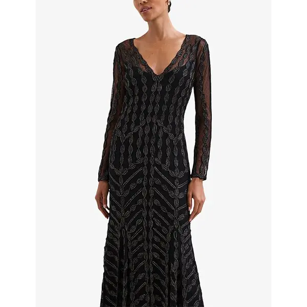 PHASE EIGHT Tapework Mesh Maxi Dress