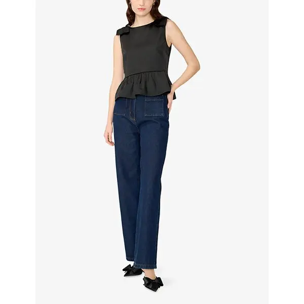 OMNES Kelee Bow-detail Satin Top