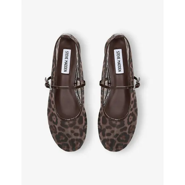 Steve Madden Leopard-print Mesh Mary Jane Flats
