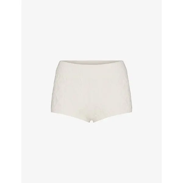 SKIMS Cable-knit Mid-rise Shorts - Ivory