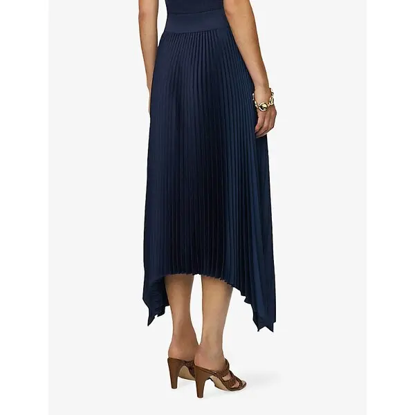 JOSEPH Ade Pleated Woven Plissé Midi Skirt