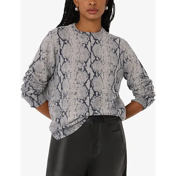 Whistles Snakeskin-intarsia Wool Jumper