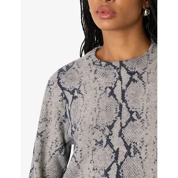 Whistles Snakeskin-intarsia Wool Jumper