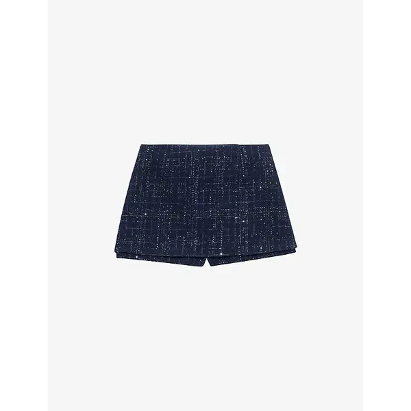 Maje Checked Rhinestone-embellished Skort