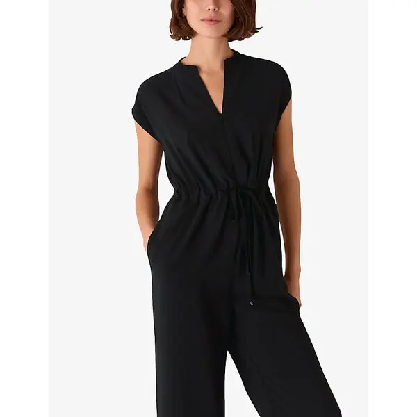 Whistles V-neck Short-sleeve Woven Jumpsuit