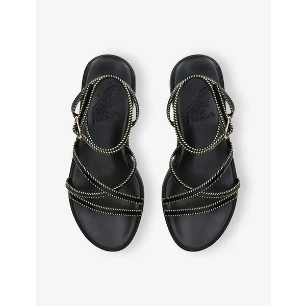 ANCIENT GREEK SANDALS Astriti Leather Platform Sandals With Ankle Buckle - Black/comb