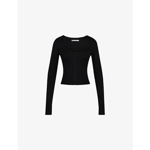 House Of Cb Square-neck Long-sleeved Top - Black