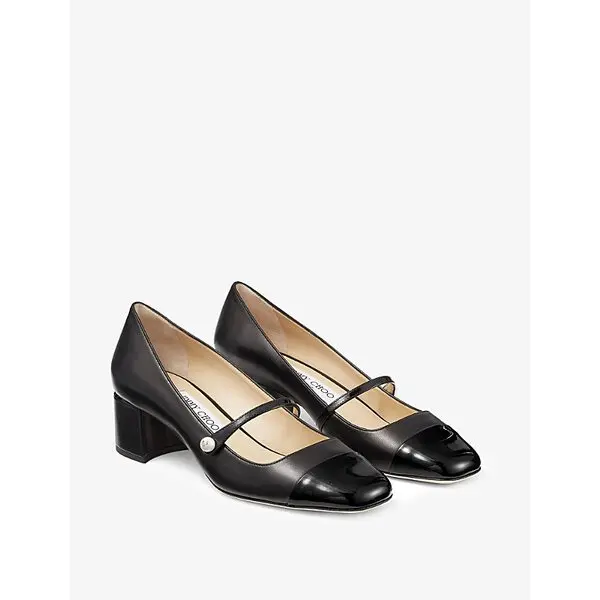 JIMMY CHOO Elisa Block-heel Leather Courts