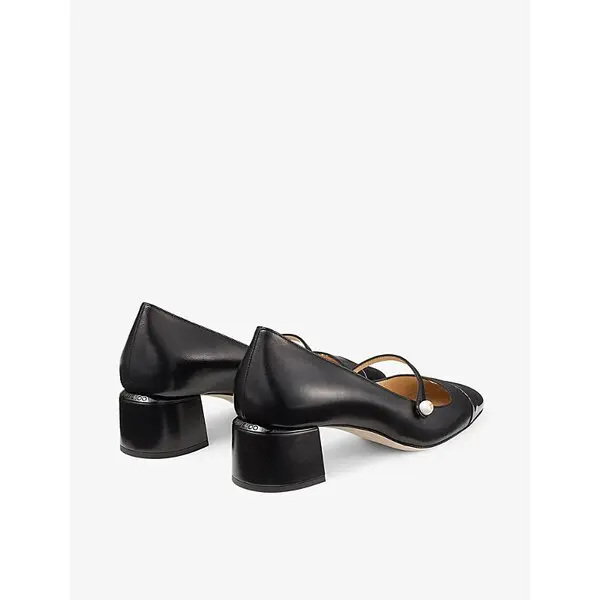 JIMMY CHOO Elisa Block-heel Leather Courts