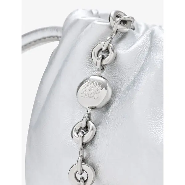 Loewe Flamenco Metallic Mini Clutch - Silver