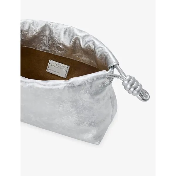 Loewe Flamenco Metallic Mini Clutch - Silver
