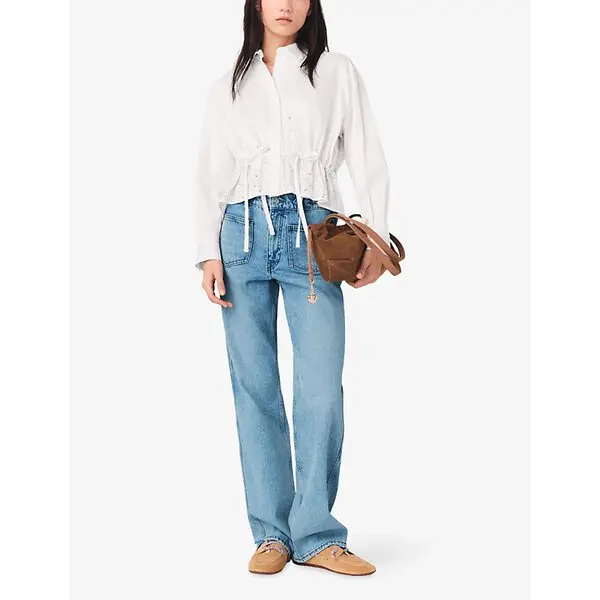 Maje Straight-leg Denim Jeans With Chain Embellishments