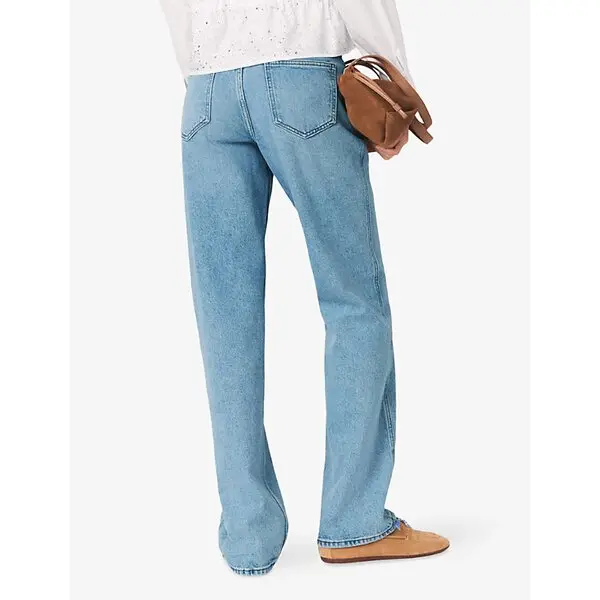 Maje Straight-leg Denim Jeans With Chain Embellishments