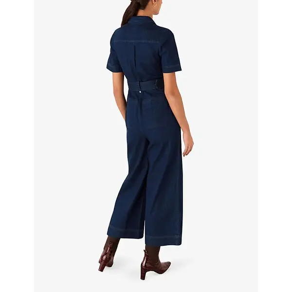 Whistles Pin-tuck Belted Denim Jumpsuit