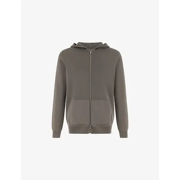 Boggi Milano Hooded Full-zip Cotton-blend Jumper