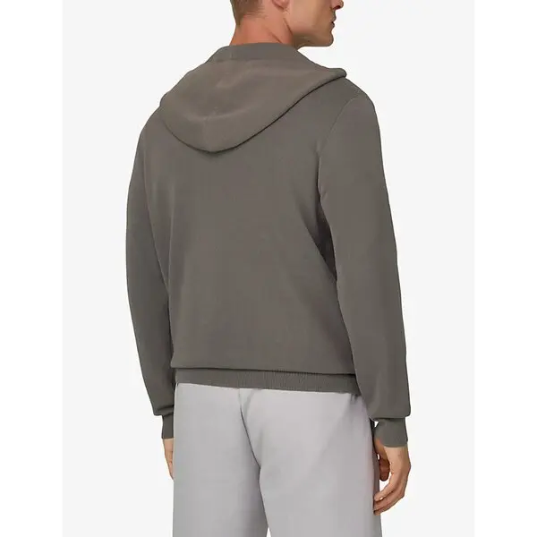 Boggi Milano Hooded Full-zip Cotton-blend Jumper