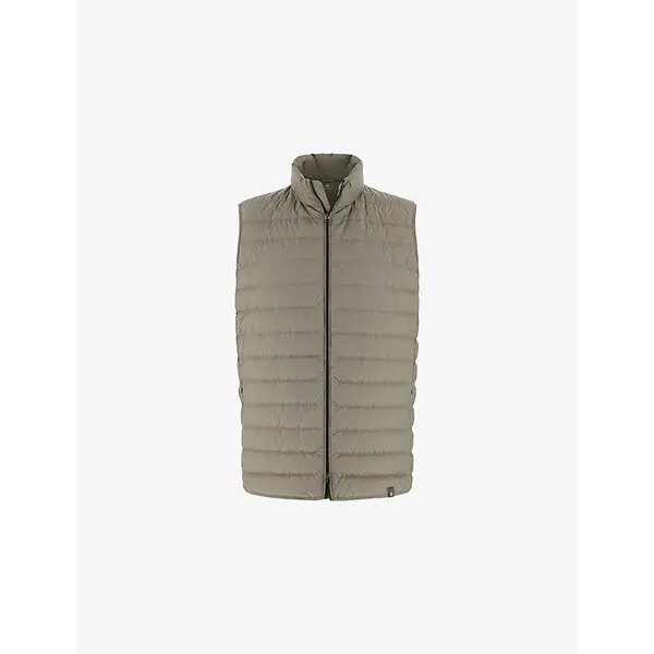 Boggi Milano Quilted Goose-down Shell Gilet - Mud
