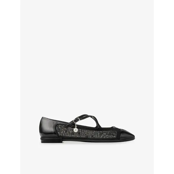 JIMMY CHOO Eleri Patent-leather And Mesh Ballet Flats