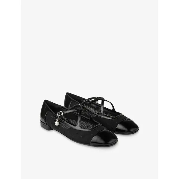 JIMMY CHOO Eleri Patent-leather And Mesh Ballet Flats