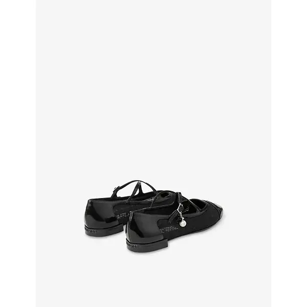 JIMMY CHOO Eleri Patent-leather And Mesh Ballet Flats