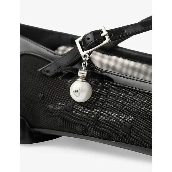 JIMMY CHOO Eleri Patent-leather And Mesh Ballet Flats