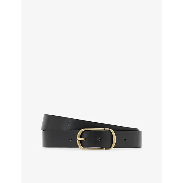 REISS Hinged-buckle Leather Belt - Black