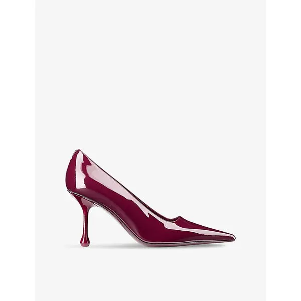 JIMMY CHOO Ixia 80 Logo-embellished Patent-leather Heeled Courts