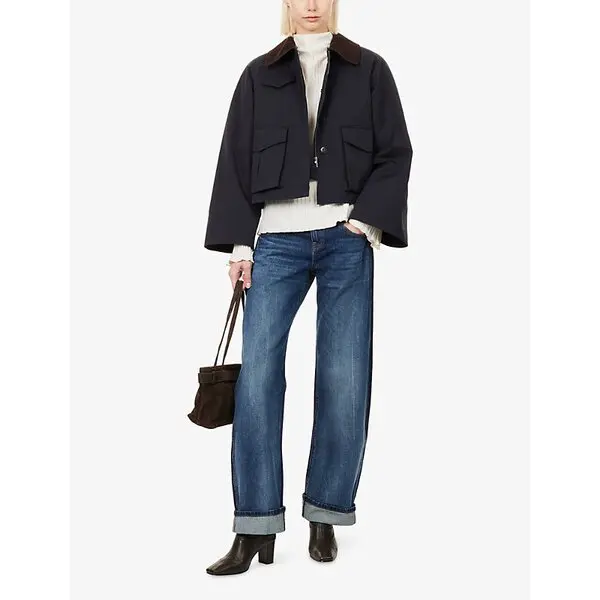SKALL STUDIO Cropped Jacket With Corduroy Collar