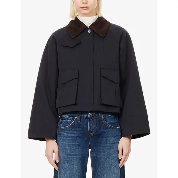 SKALL STUDIO Cropped Jacket With Corduroy Collar