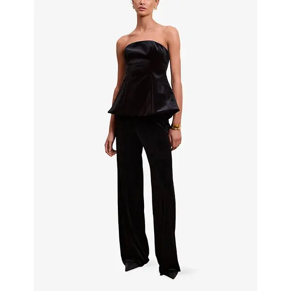 OMNES Etta Strapless Stretch-velvet Top