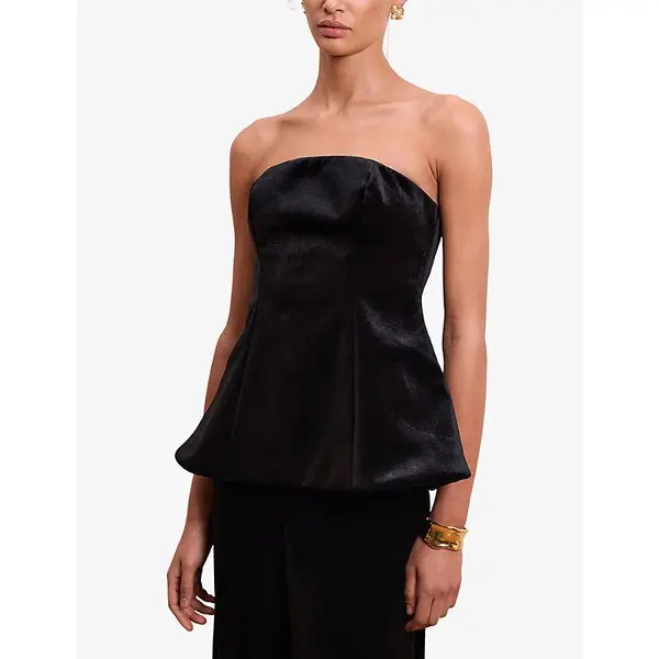 OMNES Etta Strapless Stretch-velvet Top