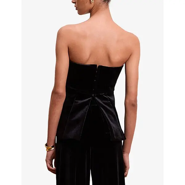 OMNES Etta Strapless Stretch-velvet Top