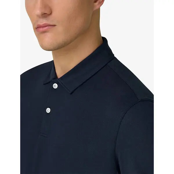 Boggi Milano Short-sleeved Piqué Cotton-blend Polo Shirt - Navy Blue