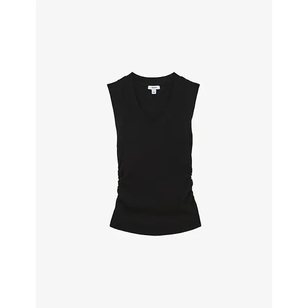 REISS Ribbed Stretch-cotton V-neck Vest - Black