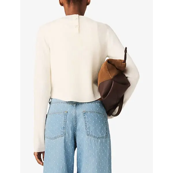 Maje Jewelled-buttons Knitted Wool Jumper - Ecru