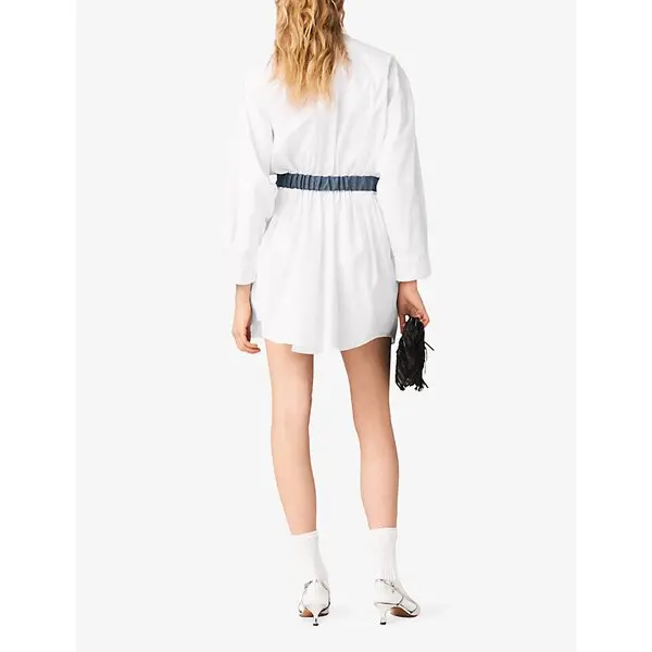 Maje Long-sleeved Cotton Shirt Dress With Contrast Belt