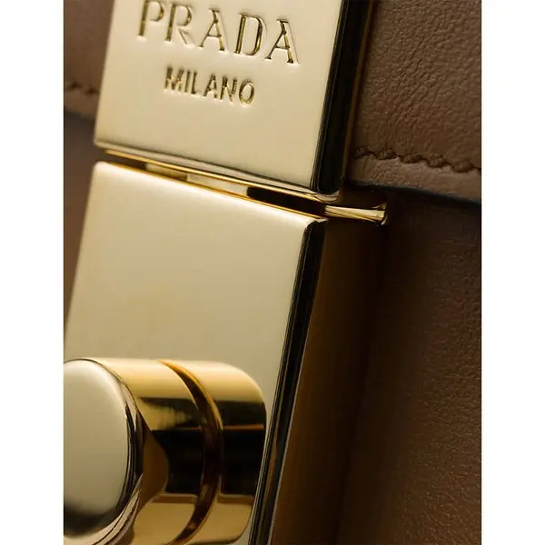 Prada Small Leather Shoulder Bag With Charms - Brown