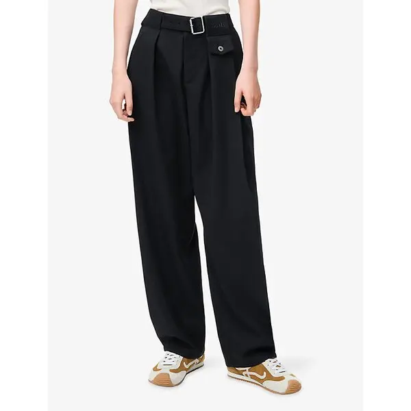 Loewe Pleated Wool Trousers With Adjustable Belt