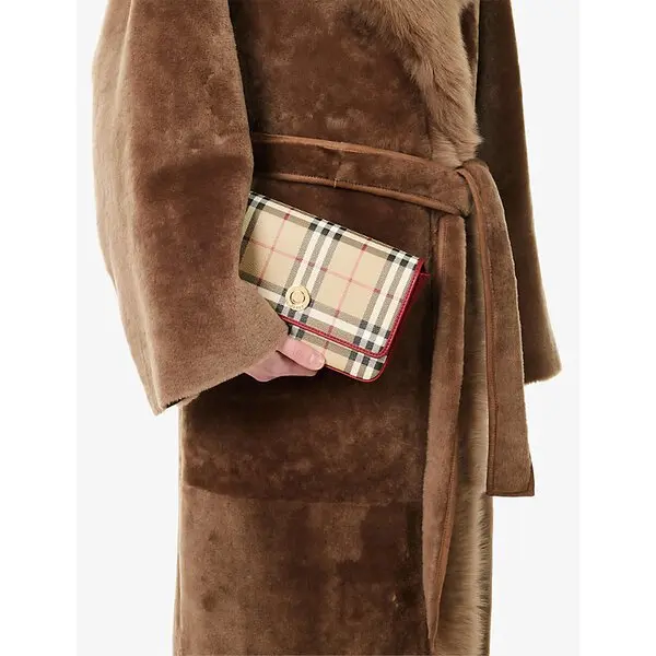 Burberry Hampshire Check Coated Canvas Top-handle Bag