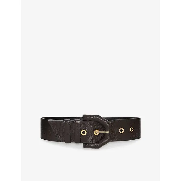 The Kooples Wide Textured Leather Belt - Brown