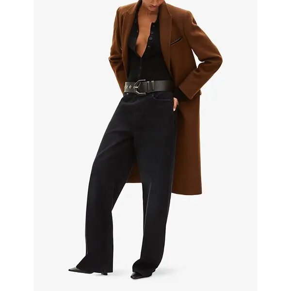 The Kooples Textured Wide Leather Belt