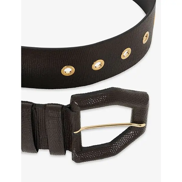 The Kooples Textured Wide Leather Belt