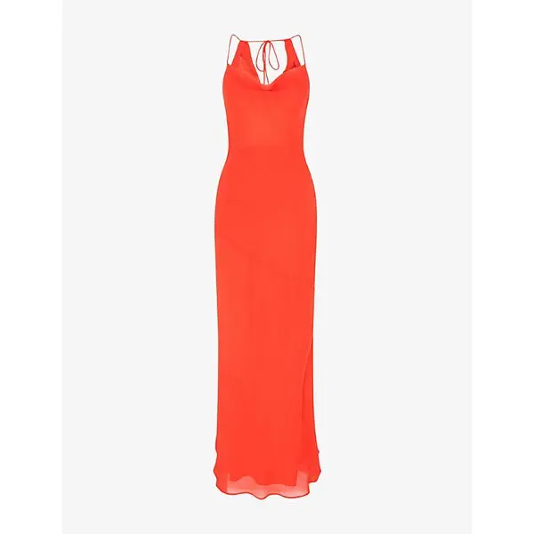 OMNES Koko Cowl-neck Chiffon Maxi Dress