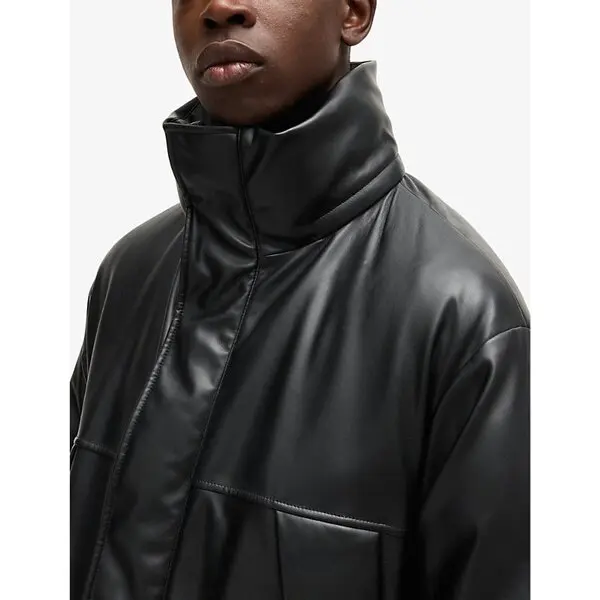 Hugo Embossed Logo Faux Leather-down Jacket