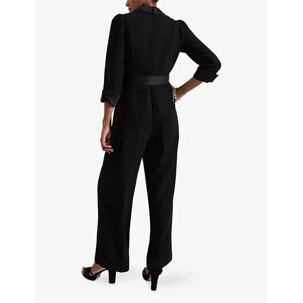 PHASE EIGHT Lapel-collar Long-sleeve Woven Jumpsuit