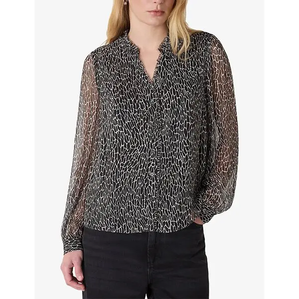 Whistles Dragonfly-print Long-sleeve Woven Blouse