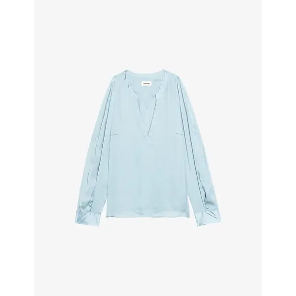 Zadig&Voltaire Torny V-neck Satin Blouse - Sky