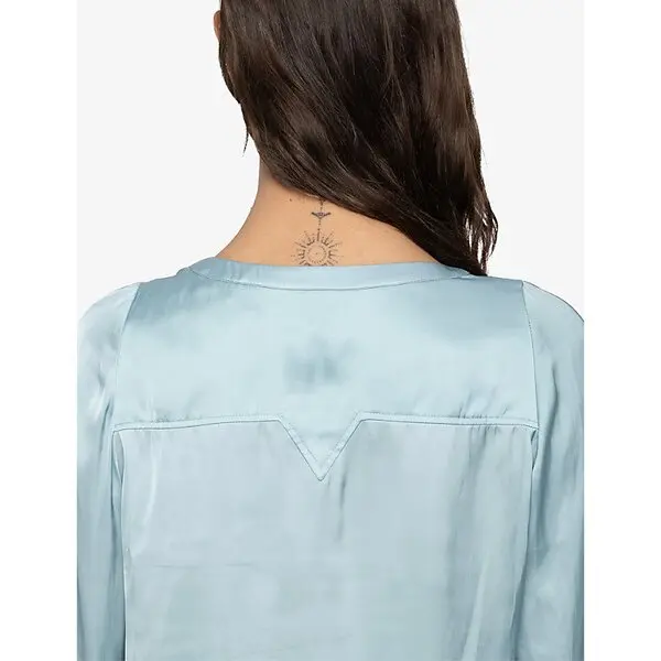 Zadig&Voltaire Torny V-neck Satin Blouse - Sky